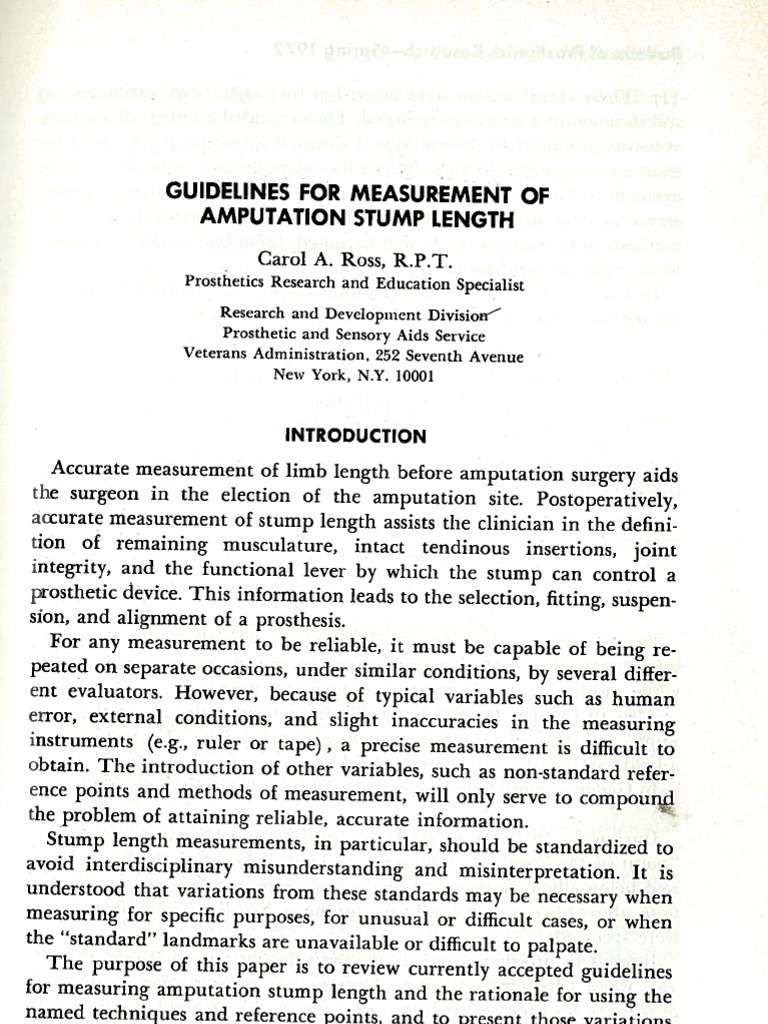 Amputation Stump Length Measurement Guidelines | PDF | Elbow | Prosthesis