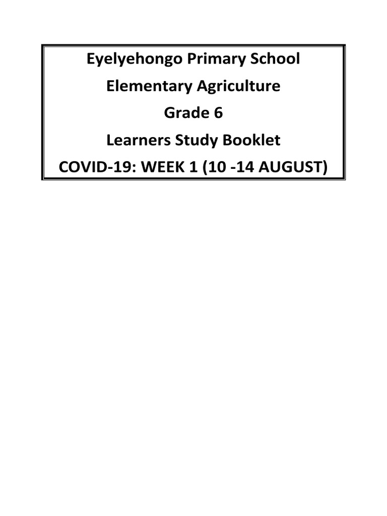 E Agri Covid Booklet Gr6 | PDF | Water Pollution | Agriculture