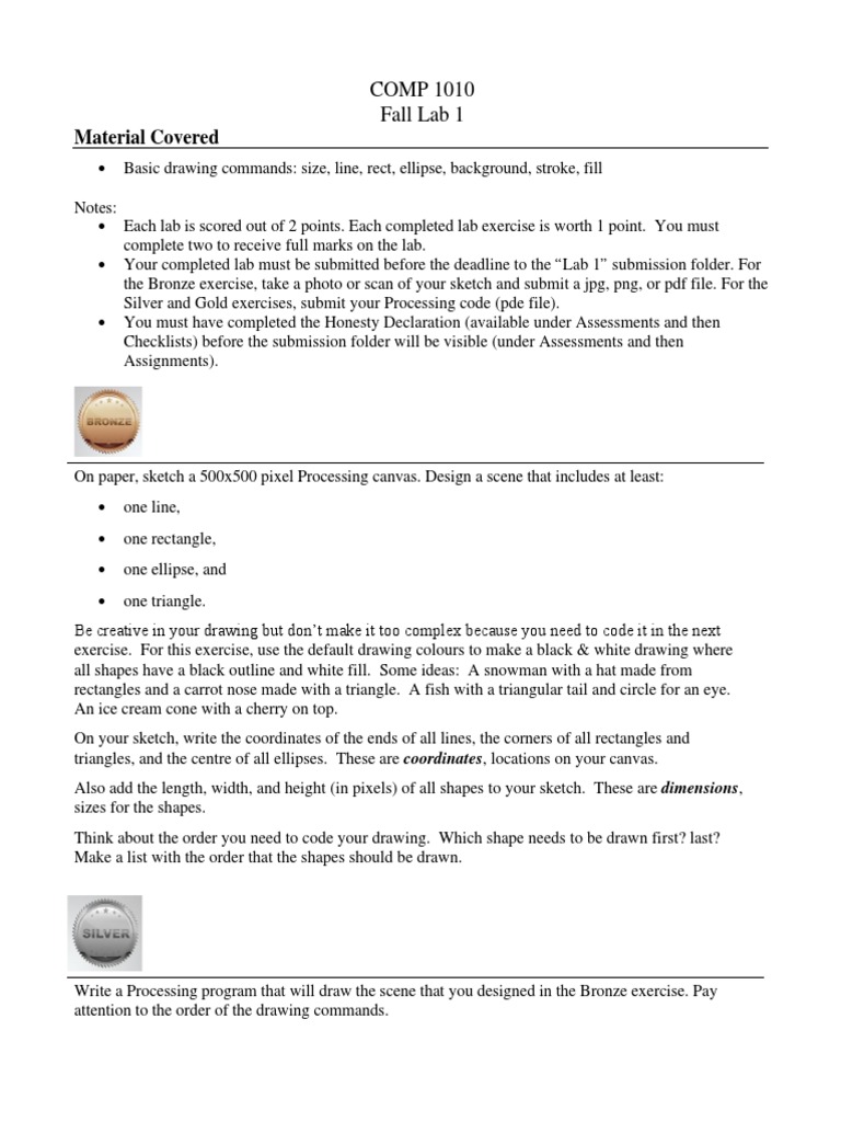 Material Covered: COMP 1010 Fall Lab 1 | PDF