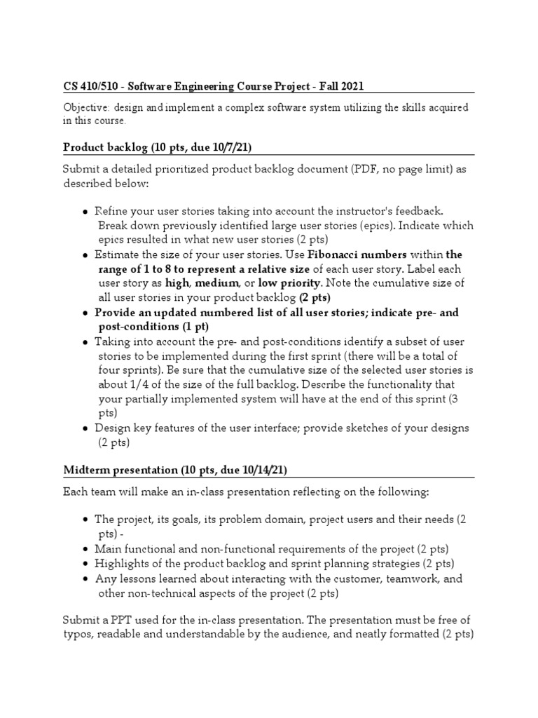 CS 410/510 - Software Engineering Course Project - Fall 2021 | Download ...