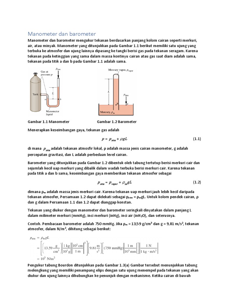 Manometer Dan Barometer | PDF