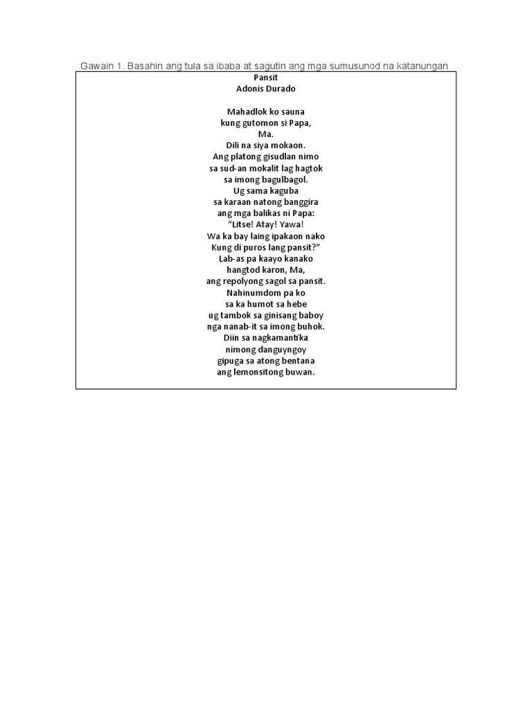 Ang Pansit | PDF