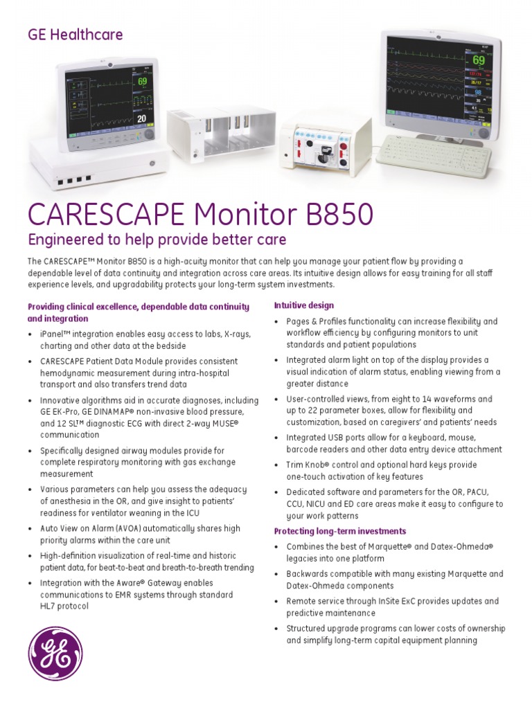 Gehc SP Carescape b850 P | PDF | General Electric