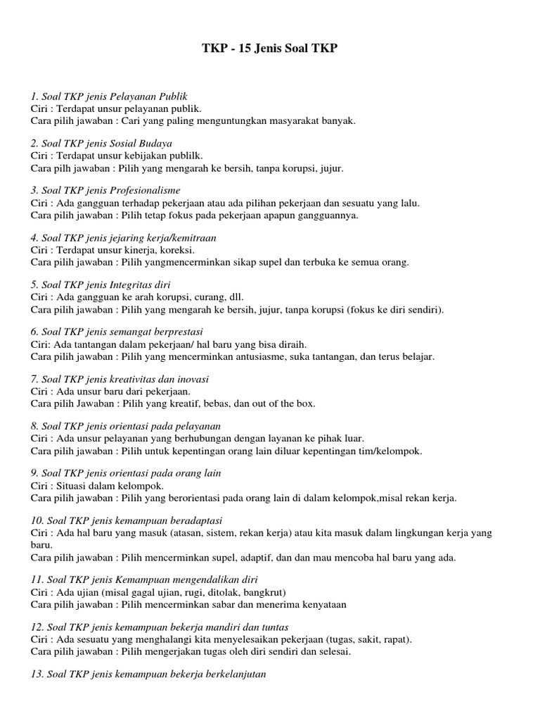 Materi Soal TKP | PDF | Bisnis