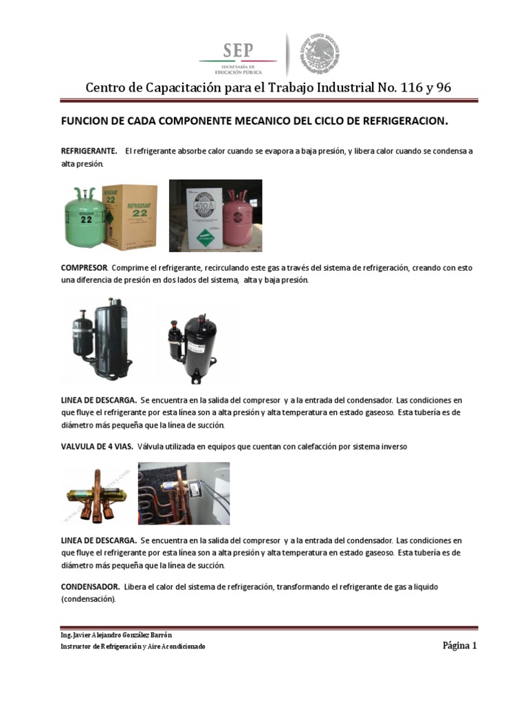Componentes Mecanicos de Un Minisplit | PDF | Presión | Refrigeración