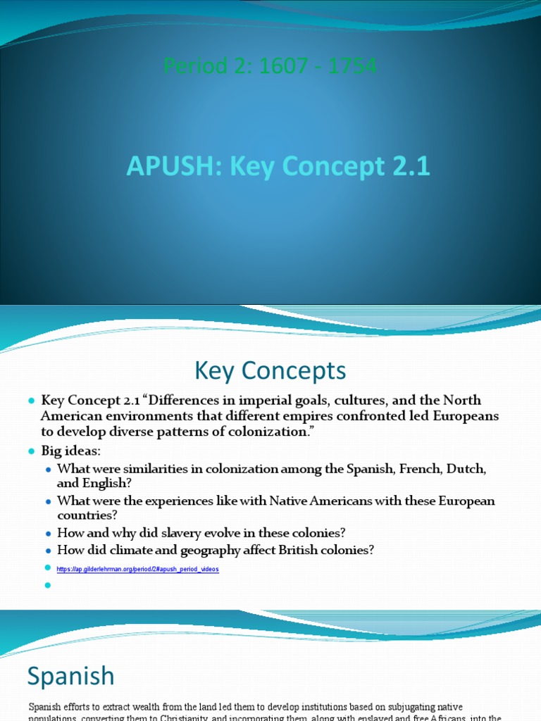 APUSH Key Concept 2.2: European Colonization and Conflict | PDF ...