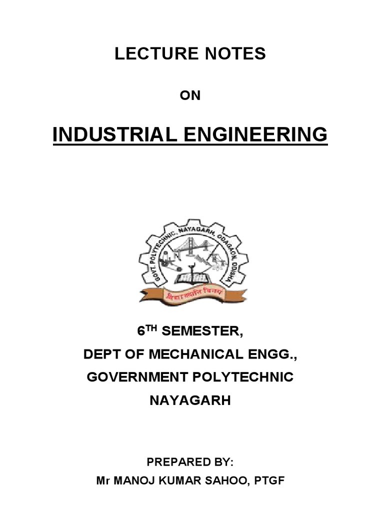 INDUSTRIAL ENGG LECTURE NOTES WITH SAMPLE PAPERS (6th) | PDF ...