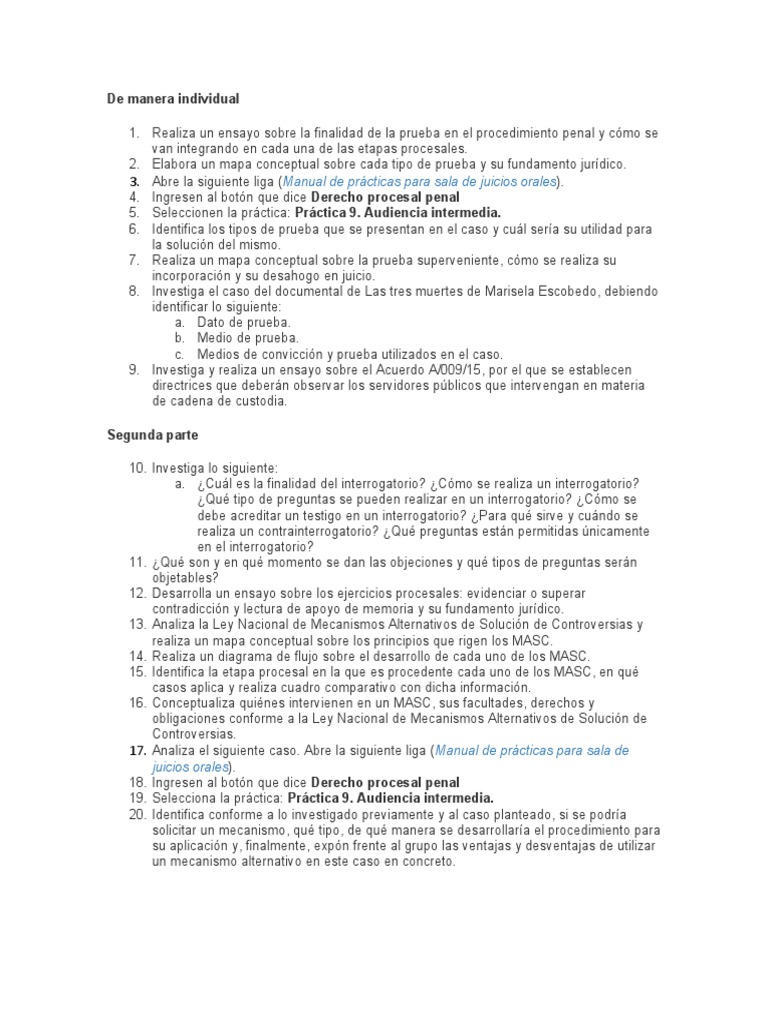 Ejercicio 2 Derecho Procesal Penal | PDF | Evidencia (ley) | Queja