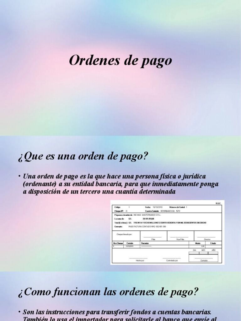 Ordenes de Pago | PDF | Bancos | Cheque