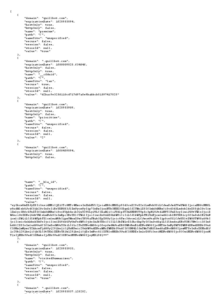 Quillbot Cookies | Descargar gratis PDF | Data Management | Sql