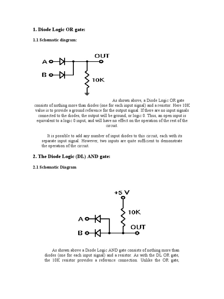 Diode Logic Gates: OR and AND Schematics | PDF