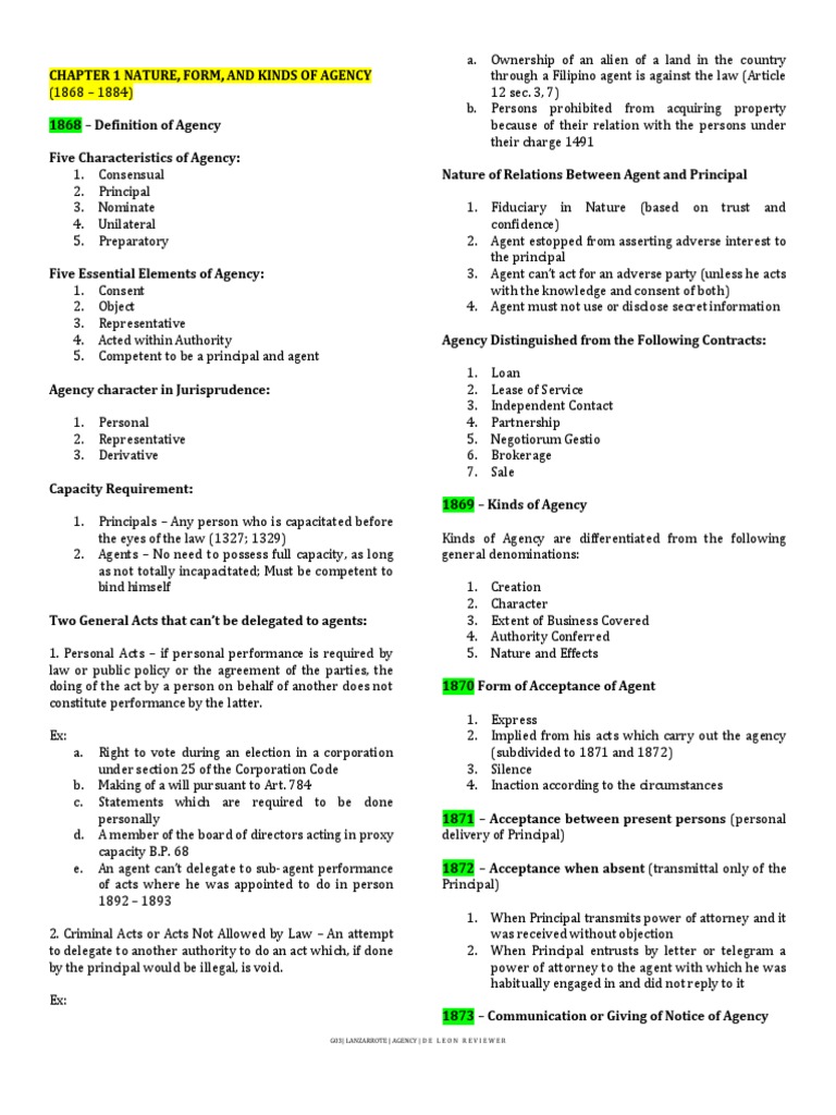 An In-Depth Examination of Agency Law Principles Including the Nature ...