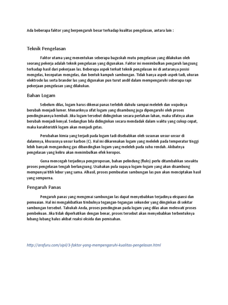 Faktor Yang Mempengaruhi Hasil Las | PDF