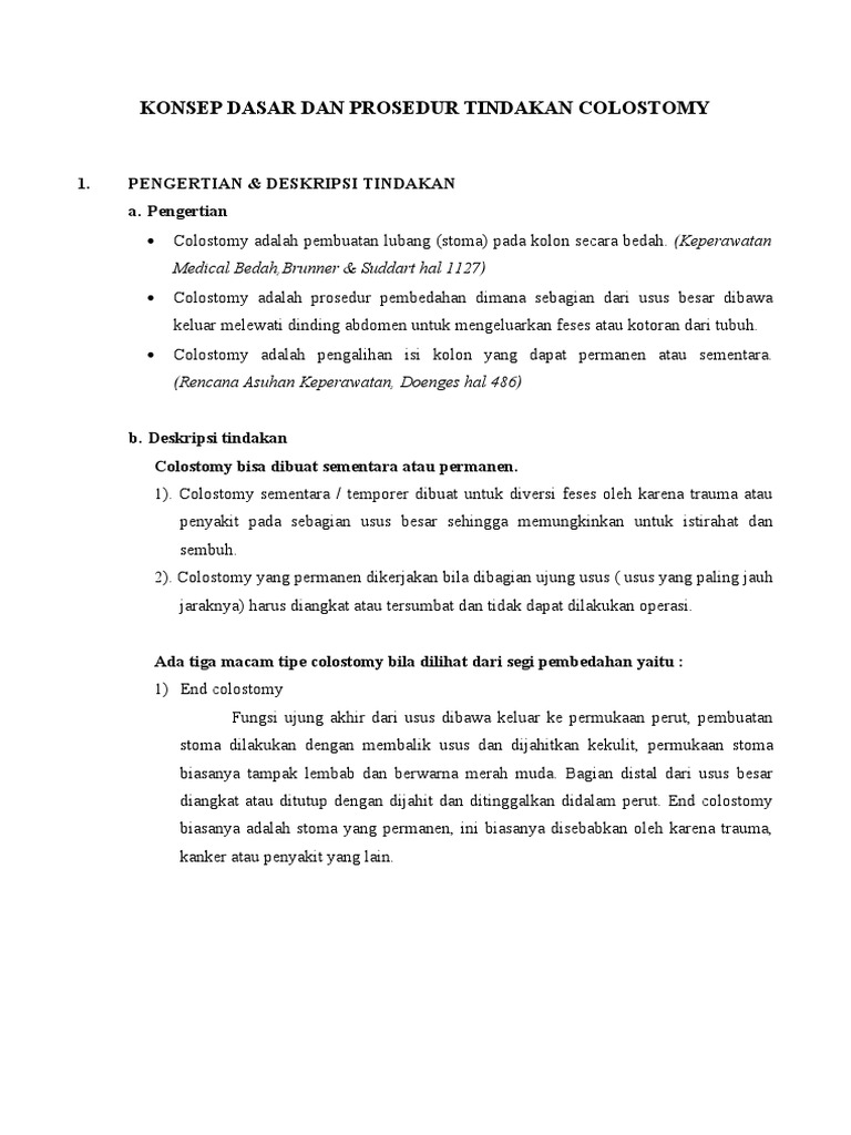 Konsep Dasar Dan Prosedur Tindakan Colostomy | PDF