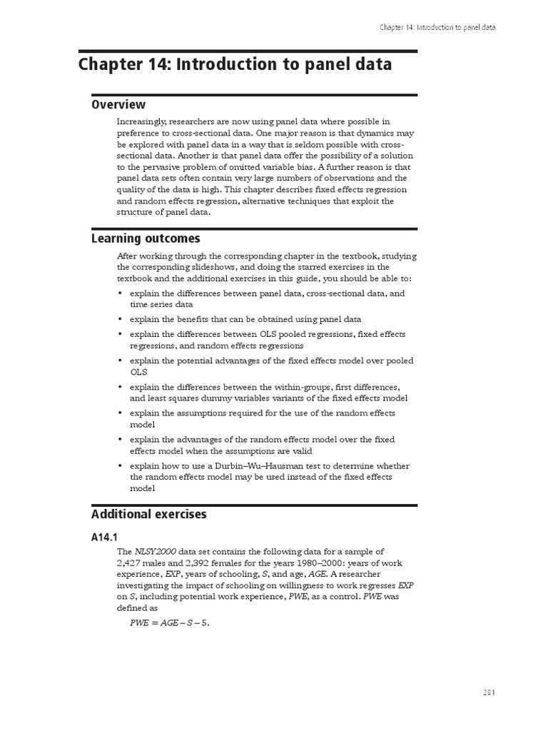 Chapter 14: Introduction To Panel Data | PDF | Fixed Effects Model ...