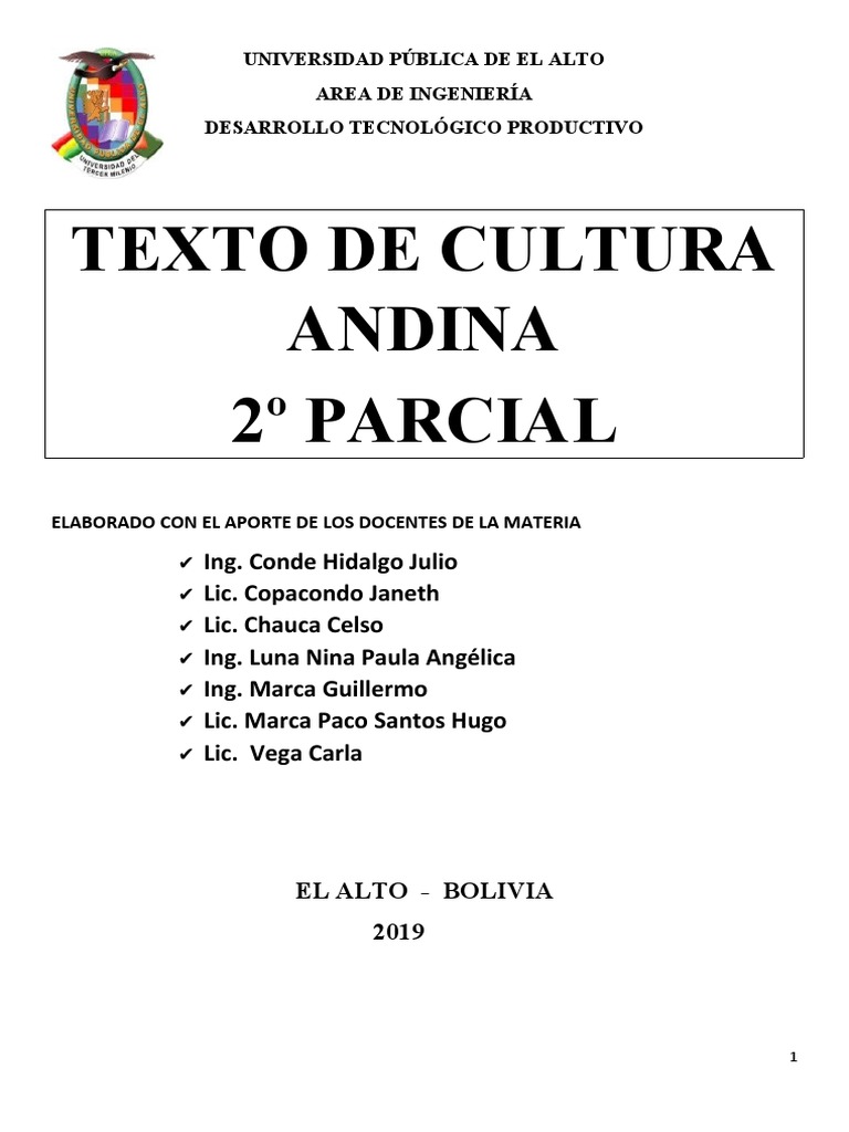 Cultura Andina 2ºparcial 2020 | PDF