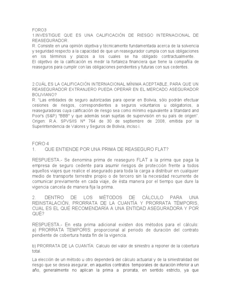 FORO3 y 4 REASEGUROS | PDF