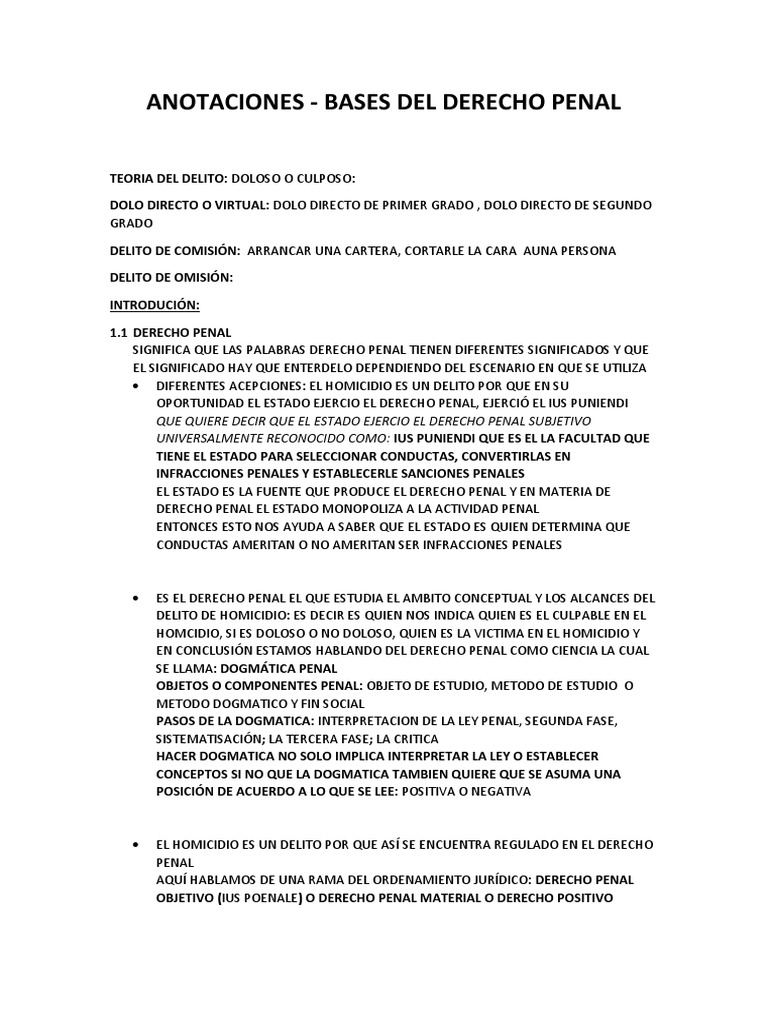 Anotaciones Bases Del Derecho Penal | PDF | Derecho penal | Castigos