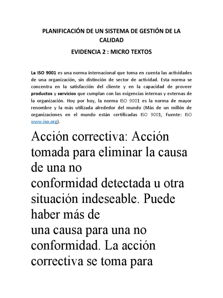 Microtexto Evidencia 2 | PDF | Calidad (comercial) | Auditoría