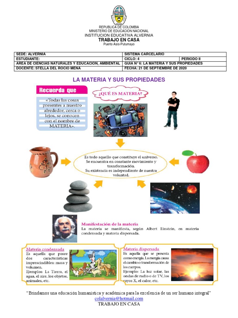 Guia #7 La Materia y Sus Propiedades | PDF