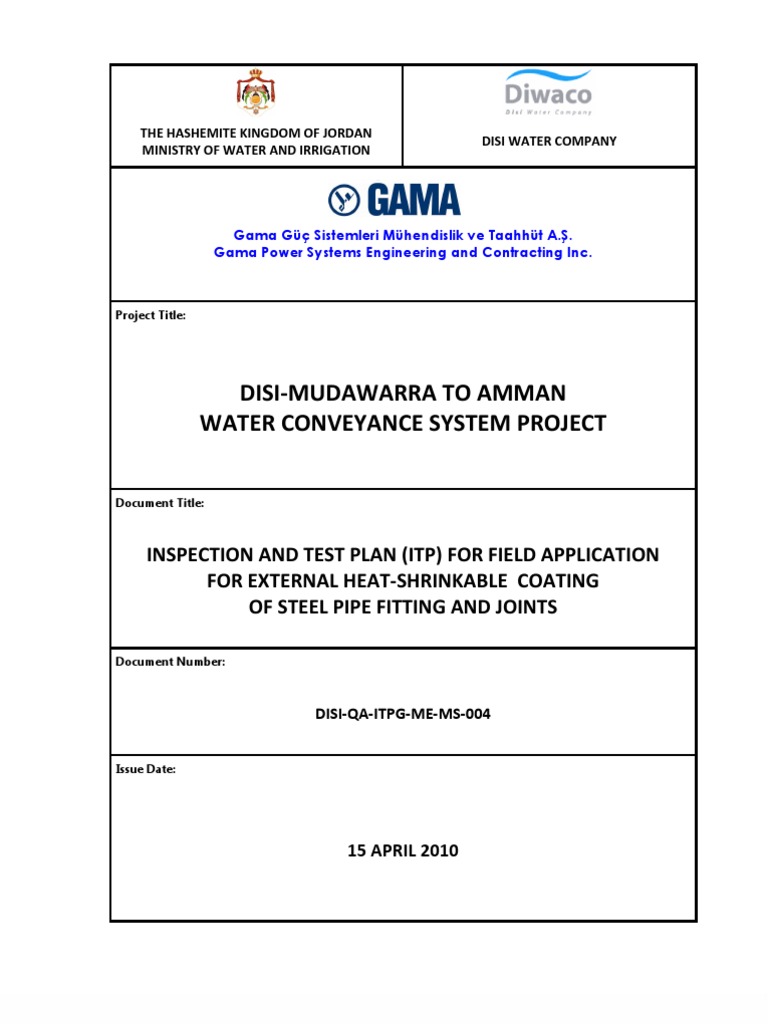 DISI-QA-ITPG-ME-MS-004 Rev 0, ITP For Field Application For External ...