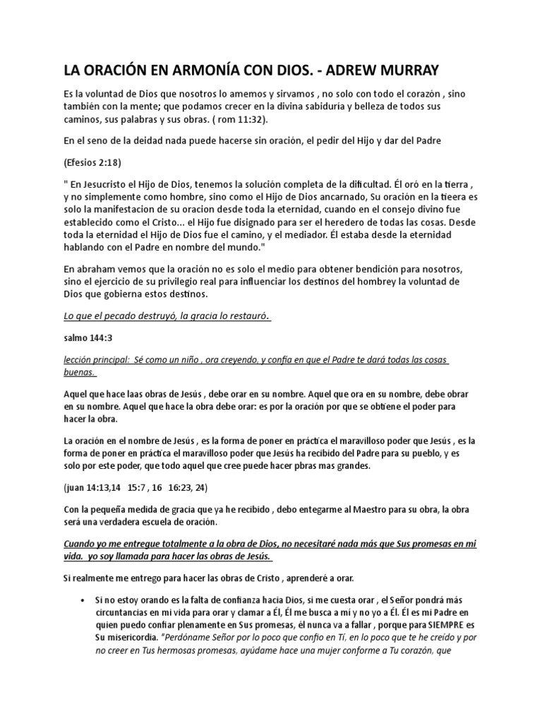 La Oracion en Armonia Con Dios | PDF | Oración | Creencia religiosa y doctrina