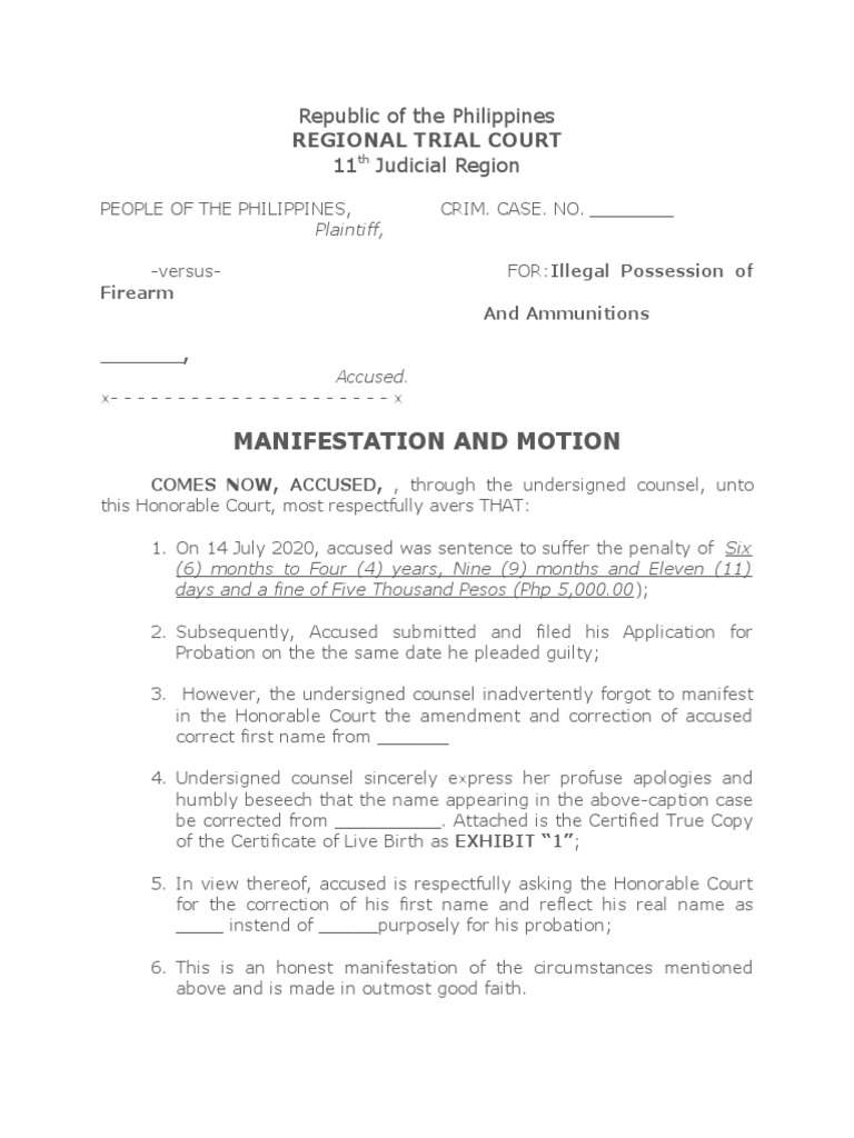 Motion To Correct Name | PDF