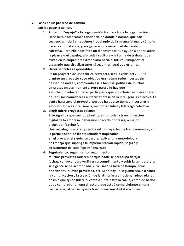 Gestion Del Cambio Fases de Un Proceso de Cambio | PDF | Negocios