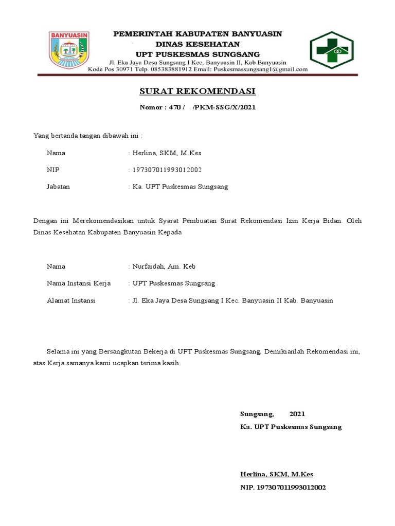 Surat Rekomendasi PKM | PDF