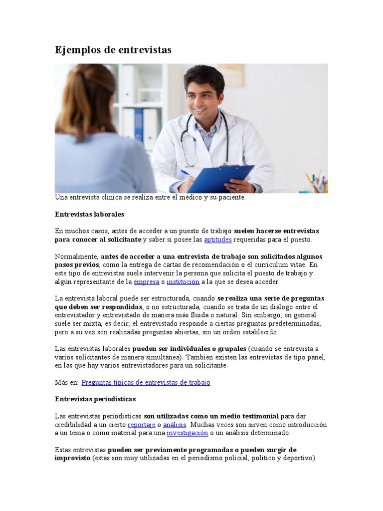 Ejemplos de entrevistas periodísticas | PDF | Cognición