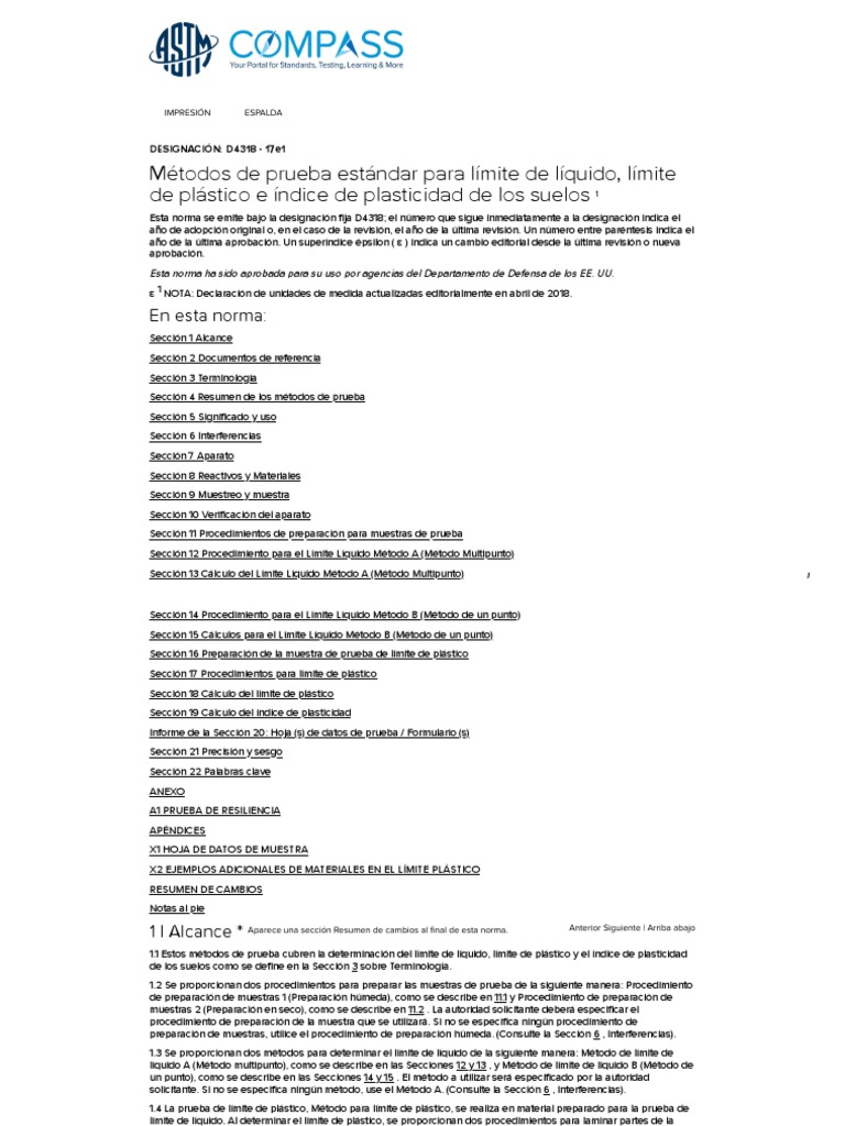 Astm d4318 Limites de Consistencia | PDF | Agua | Suelo