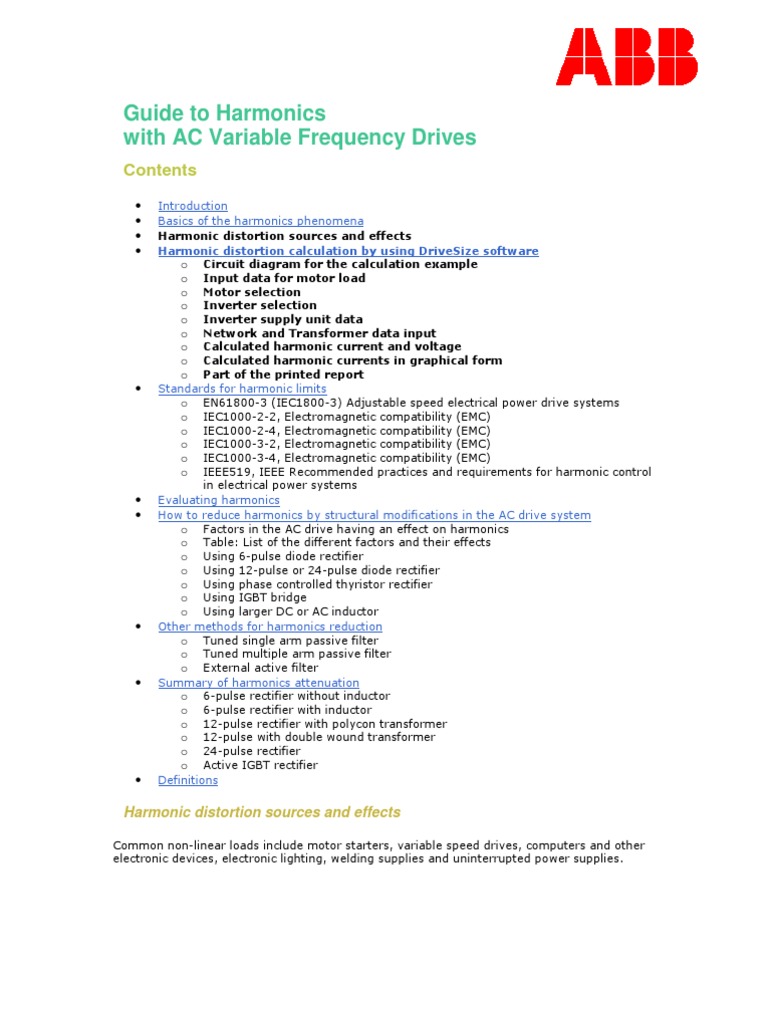 Guide To Harmonics With AC Variable Frequency Drives | PDF | Rectifier | Power Inverter