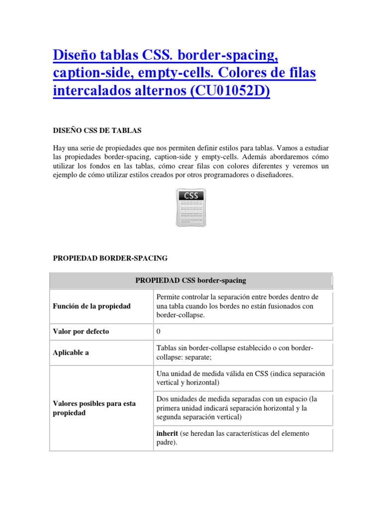 Diseño Tablas CSS | PDF | Ingeniería de software | Desarrollo web