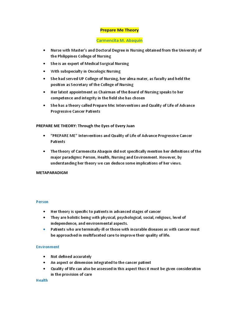 Carmencita M. Abaquin: Prepare Me Theory | PDF | Nursing | Relaxation ...