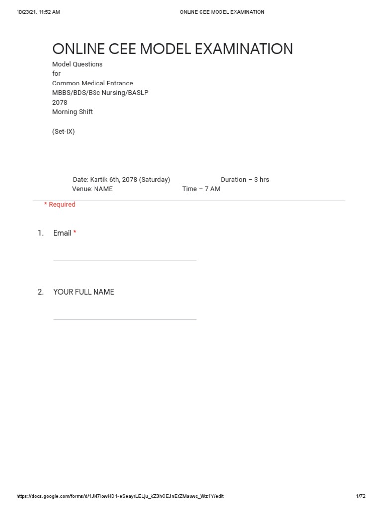 Online Cee Model Examination | PDF | Nitrogen | Connective Tissue