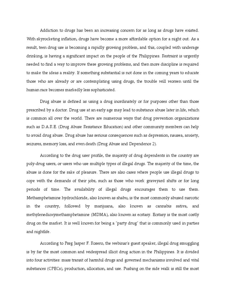 NSTP Narrative Essay Drugs | PDF | Substance Dependence | Drugs