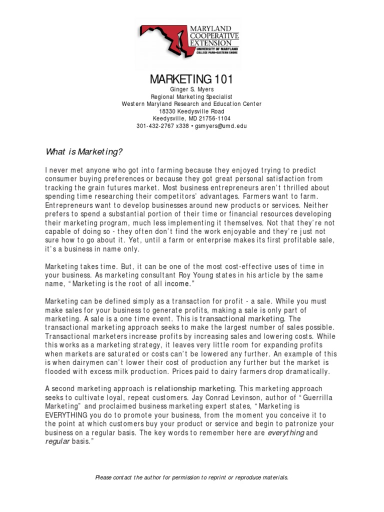 Marketing 101 Pdf Marketing Strategy Marketing