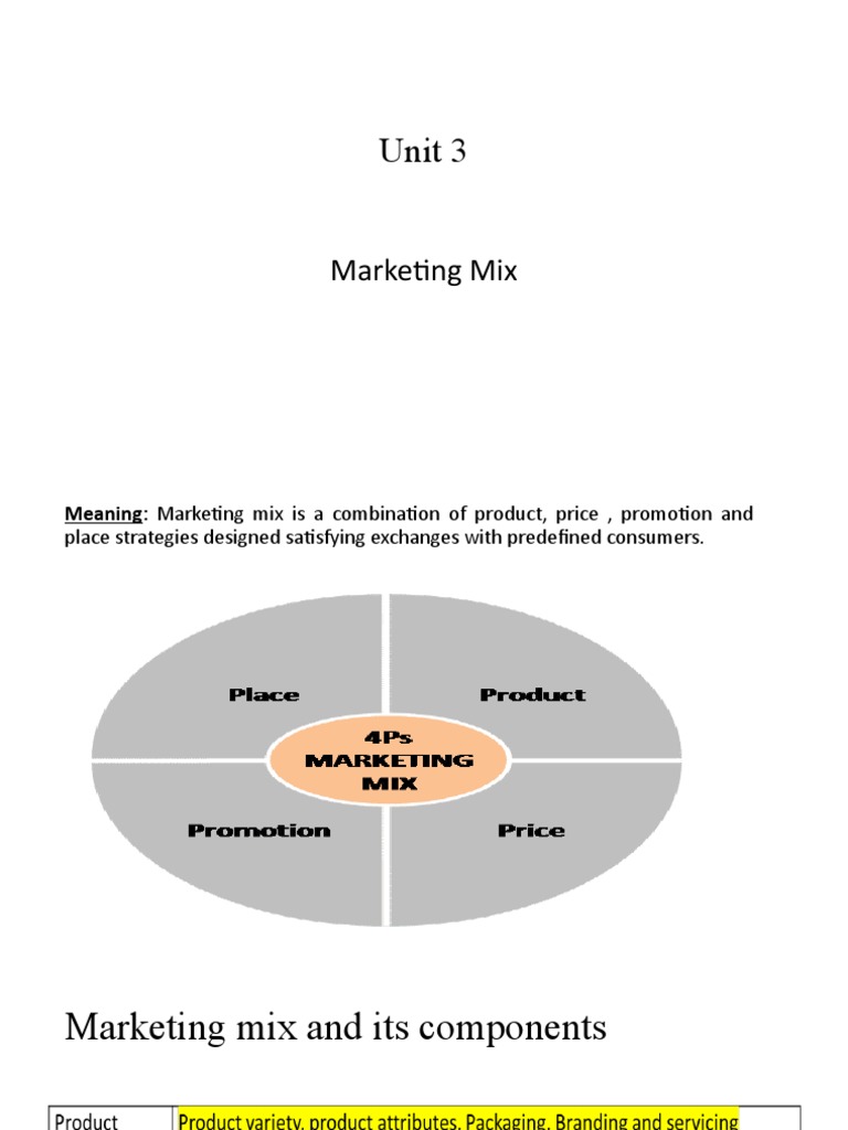 Unit 3 Marketing Mix | PDF | Marketing | Pricing