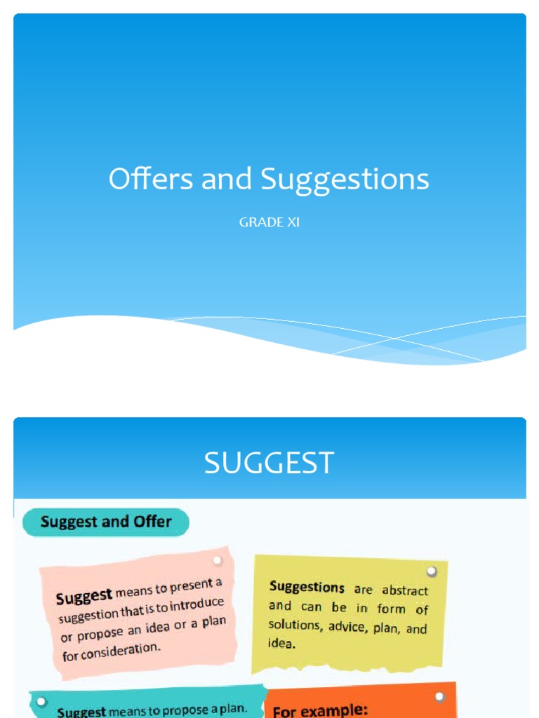 Offers and Suggestions | PDF | Verb | Object (Grammar)