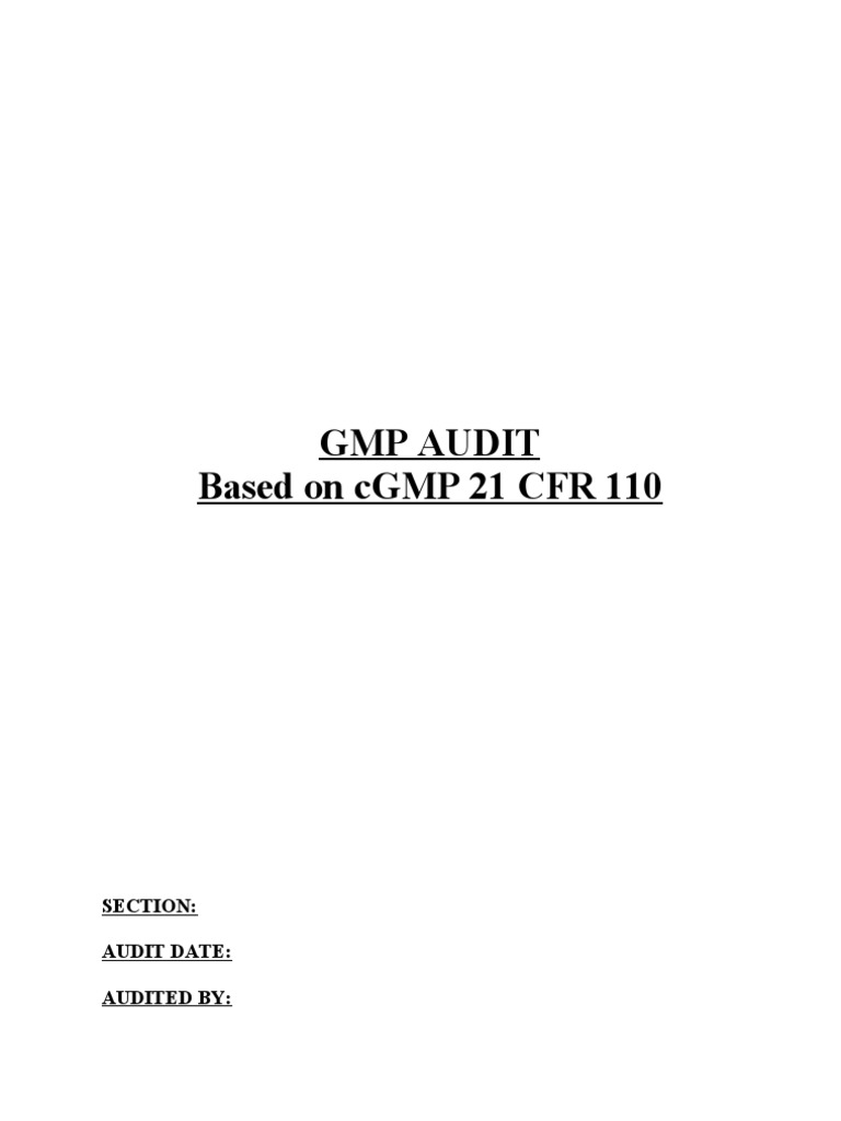 GMP Checklist | PDF | Hygiene | Sanitation