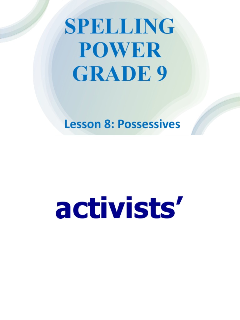 Spelling Power Grade 9 Unit 8 | PDF