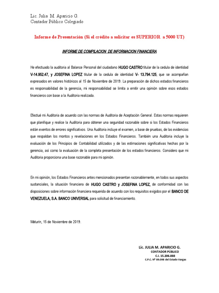 Modelos de Informe Balance Mancomunado | PDF | Auditoría | Contabilidad