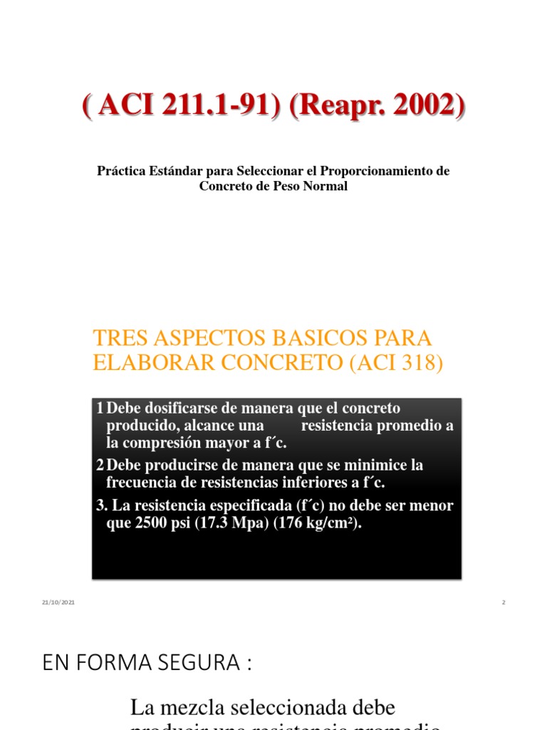Aci 211.1 | PDF | Hormigón | Cemento