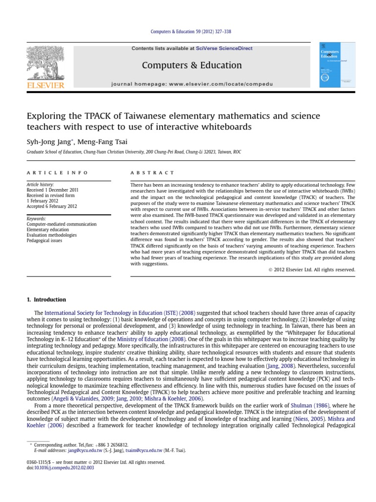Computers & Education: Syh-Jong Jang, Meng-Fang Tsai | PDF ...