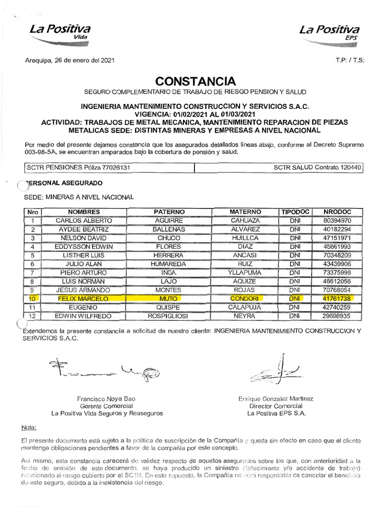 Registros SCTR 2021 | Descargar gratis PDF | Póliza de seguros | Reaseguro