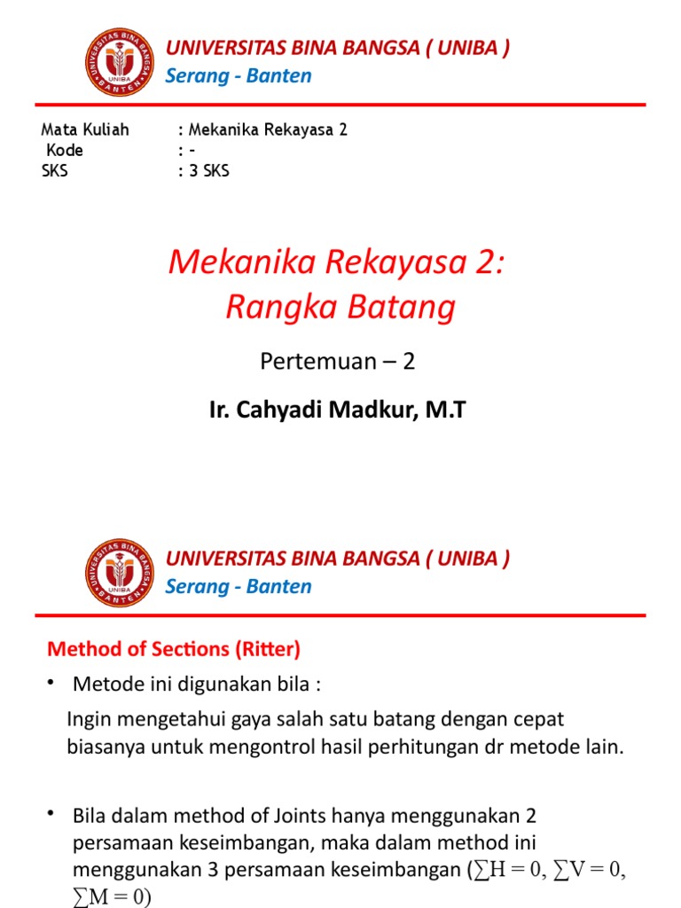 Metode Ritter untuk Rangka Batang | PDF