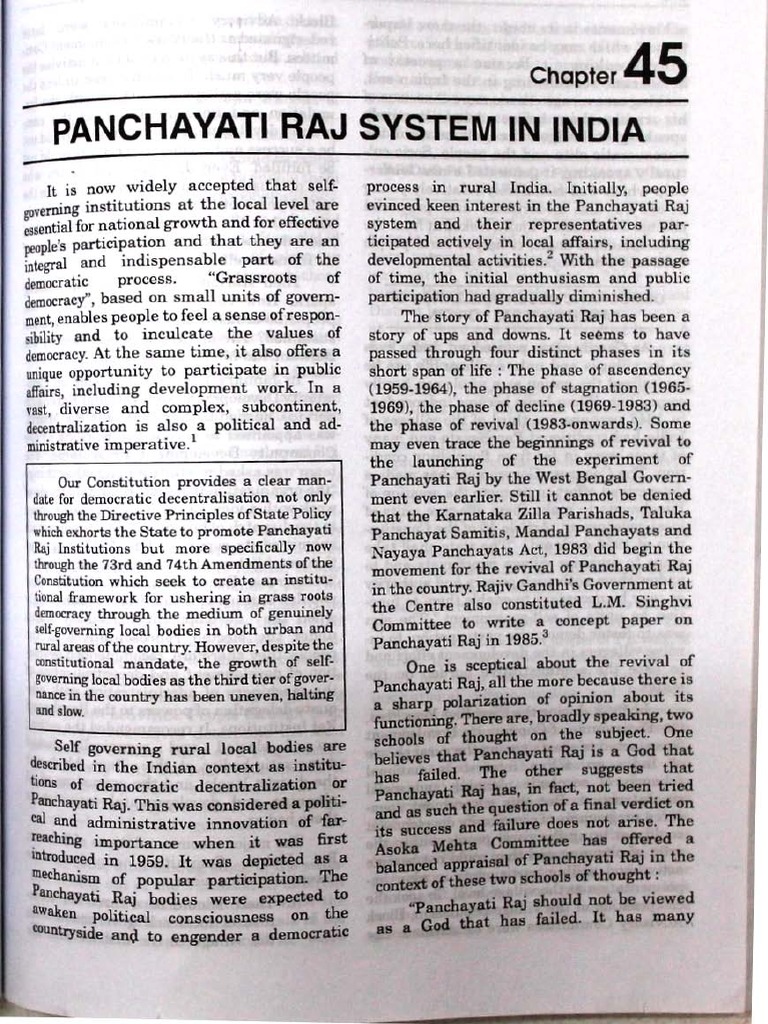 Panchayati Raj System in India | PDF