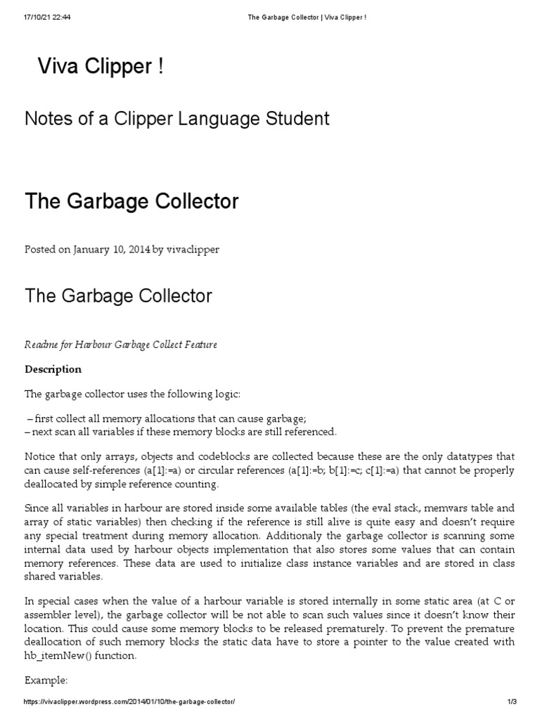 The Garbage Collector - Viva Clipper ! | PDF | Variable (Computer ...