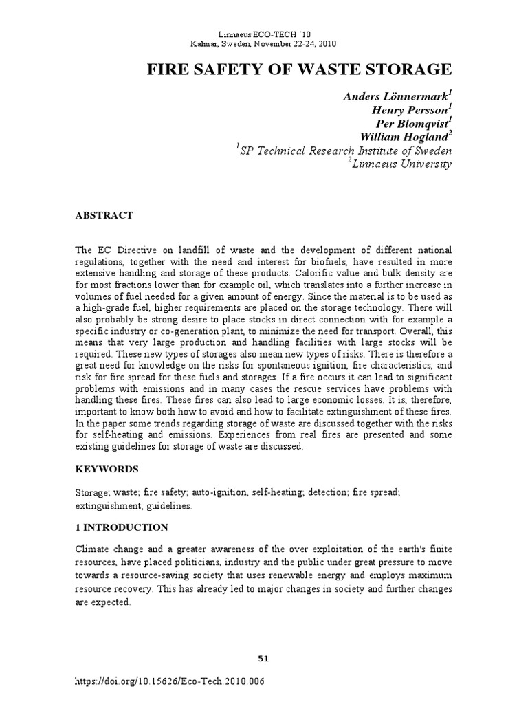 Fire Safety in Waste Storage Systems | PDF | Combustion | Waste