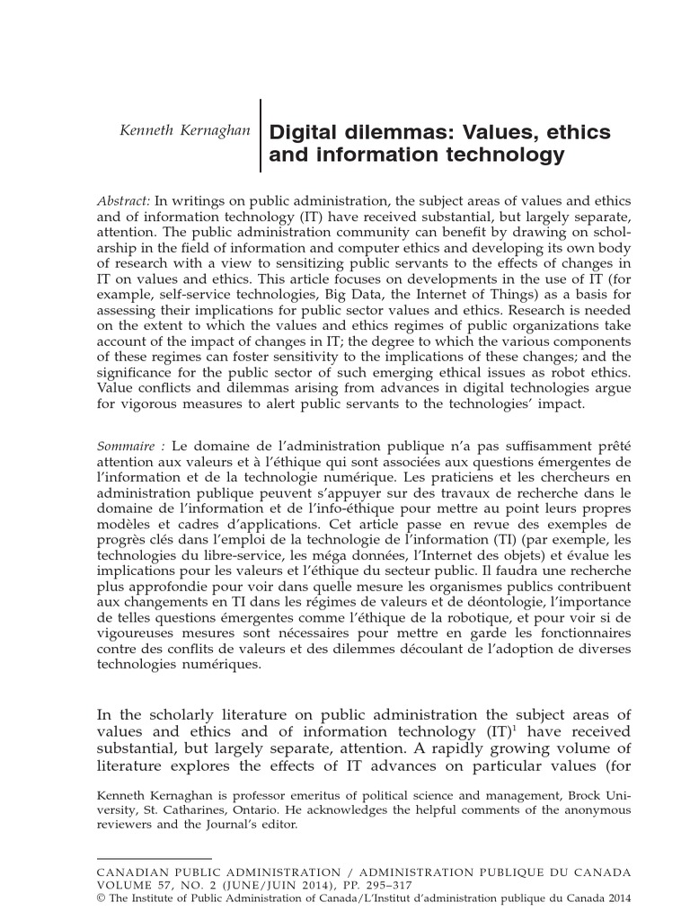 Digital Dilemmas Values, Ethics | PDF | Sciences de l'information ...